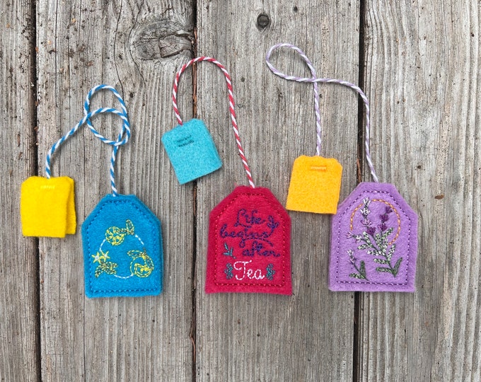 Tea Bookmark : Teacup Chintz Wear Tiny Floral Print Fabric and Felt ...