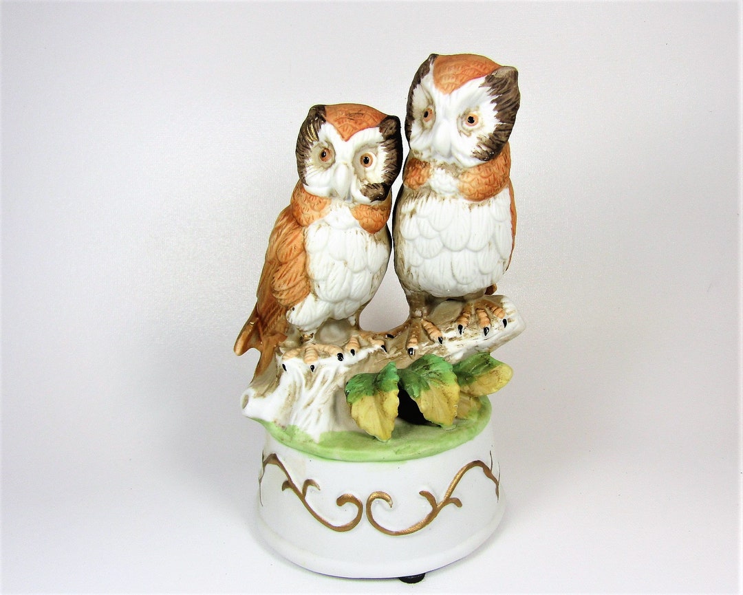 Owl Porcelain Music Box Artmark Vintage Bird Music Figurine - Etsy