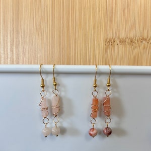 Dangling Crystal and Semi Precious Stone Earrings Gold Wire Wrapped ...