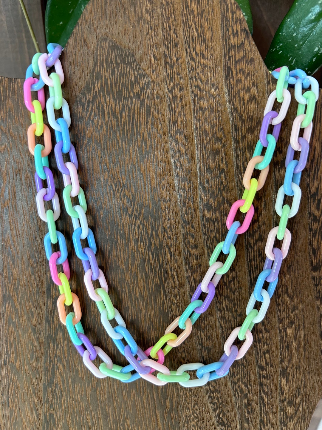 Rainbow Chain Necklace Pastel Chain Necklace Kidcore Jewelry - Etsy