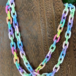 Rainbow Chain Necklace Pastel Chain Necklace Kidcore Jewelry - Etsy