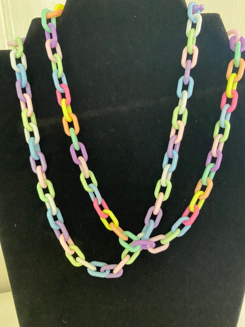 Rainbow Chain Necklace Pastel Chain Necklace Kidcore - Etsy