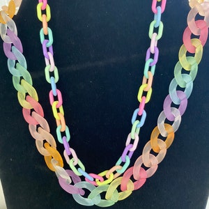 Rainbow Chain Necklace Pastel Chain Necklace Kidcore Jewelry - Etsy