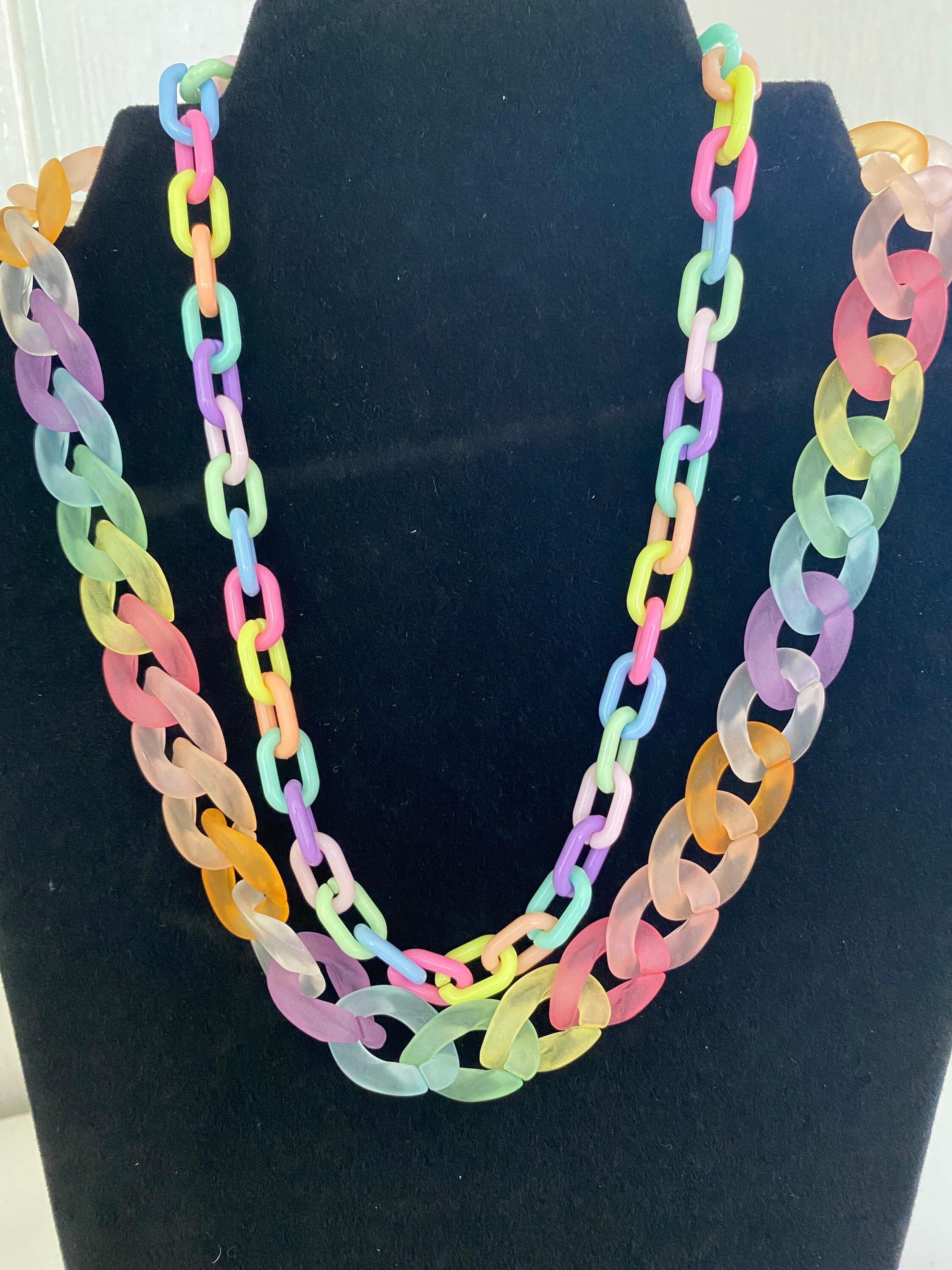 Rainbow Chain Necklace Pastel Chain Necklace Kidcore - Etsy