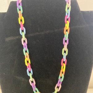 Rainbow Chain Necklace Pastel Chain Necklace Kidcore Jewelry - Etsy