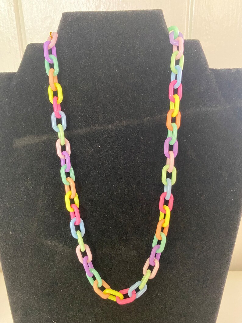 Rainbow Chain Necklace Pastel Chain Necklace Kidcore - Etsy