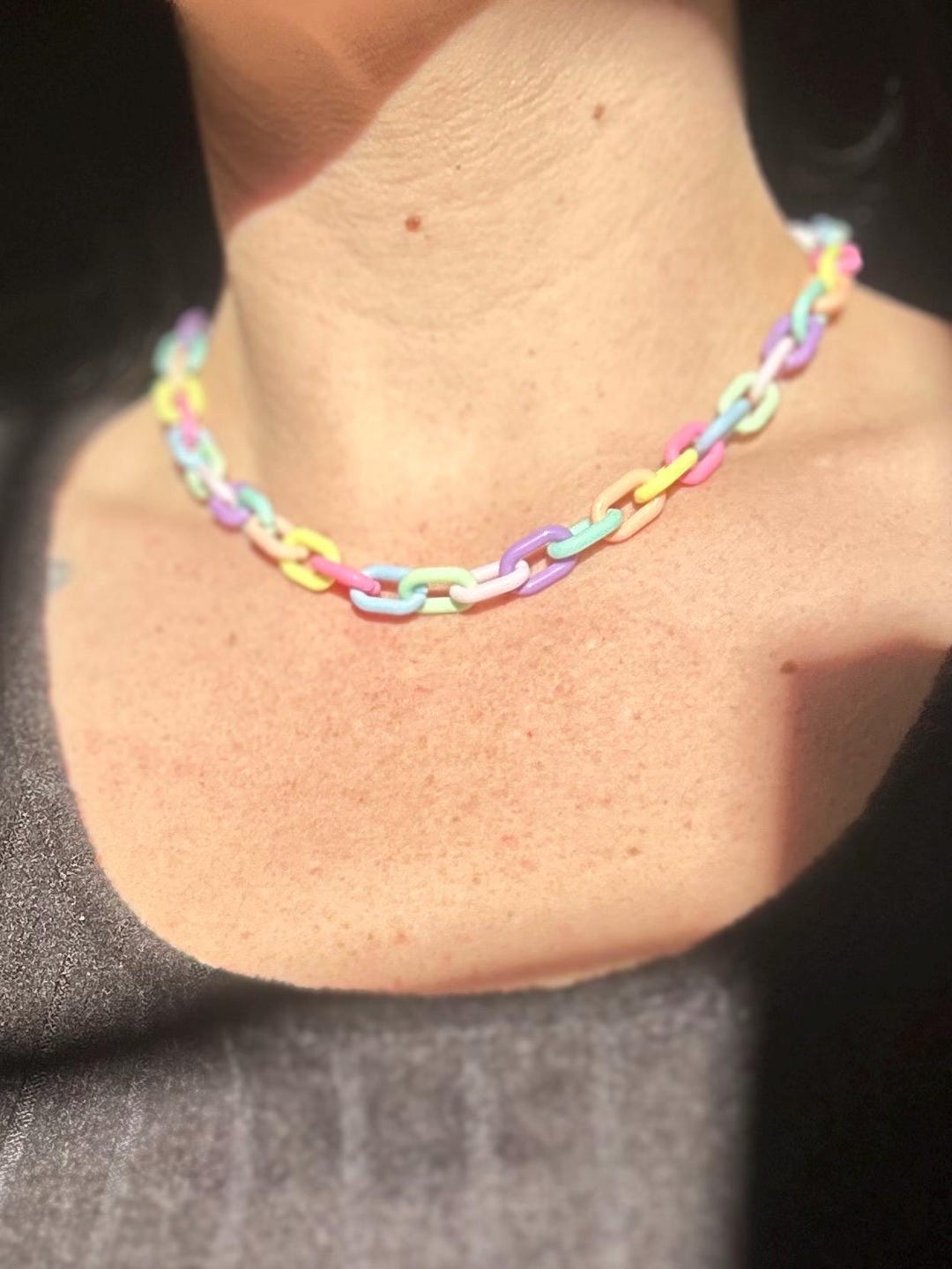 Rainbow Chain Necklace- Pastel Chain Necklace - Kidcore Jewelry - Etsy