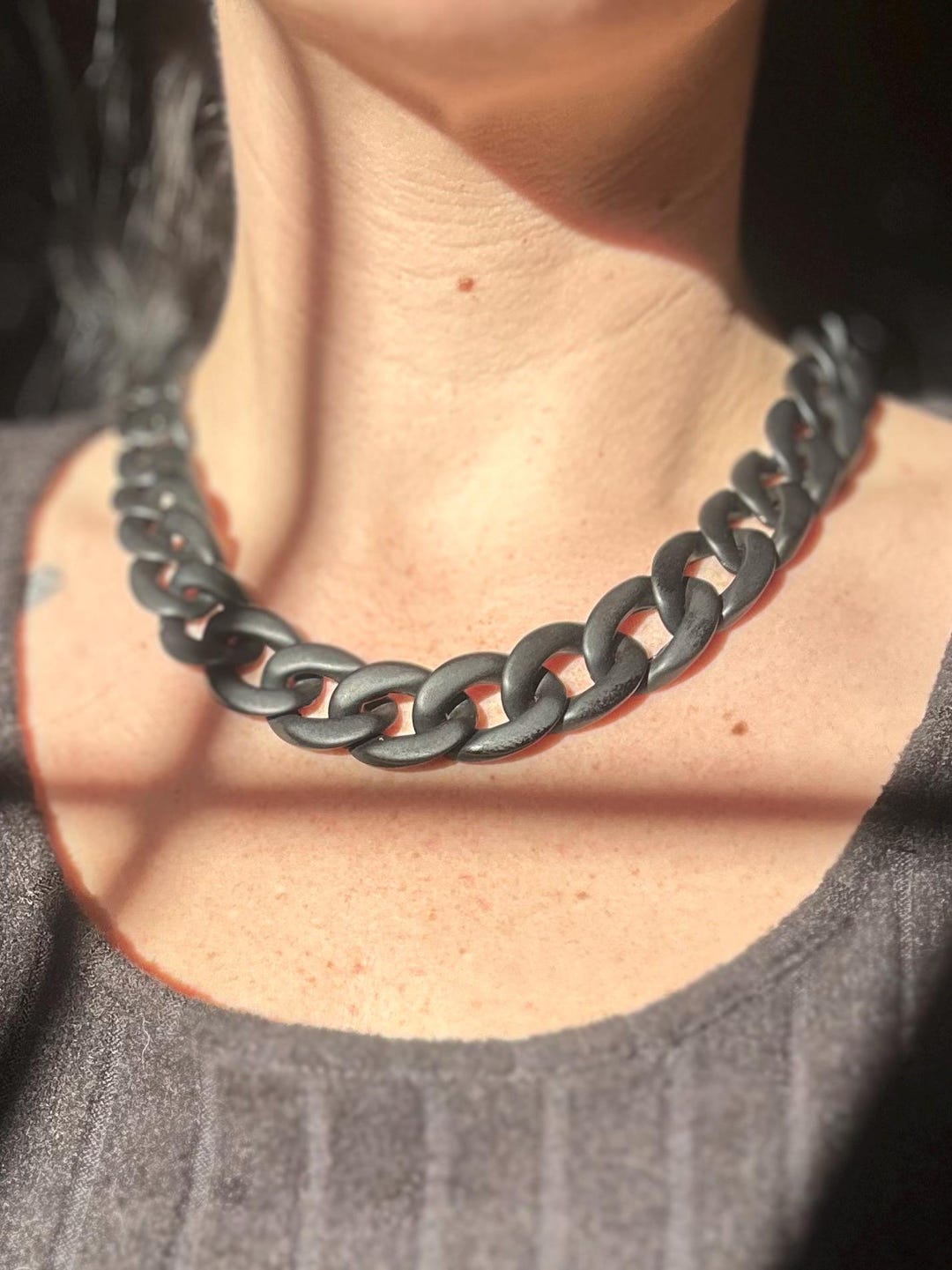 Matte Black Acrylic Chain Necklace Matte Black Chain Necklace Chunky ...