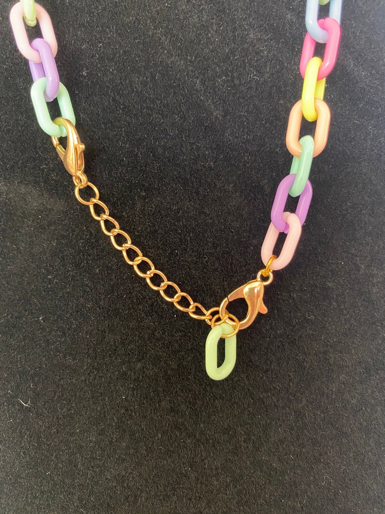 Rainbow Chain Necklace Pastel Chain Necklace Kidcore - Etsy
