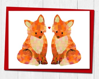 Fox Valentine Card | Etsy