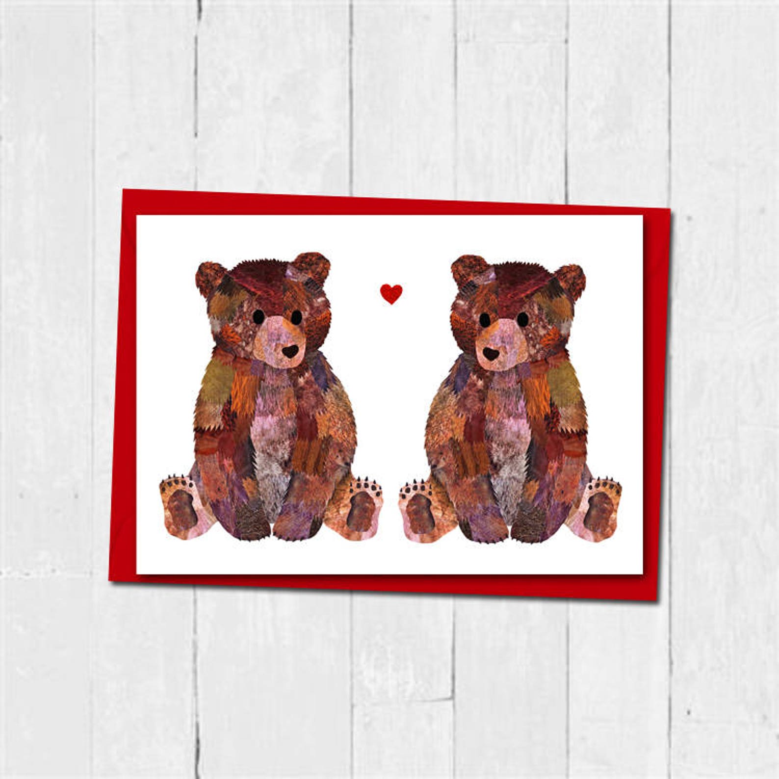 Bear Valentines Day Card Bear Love Card Bear Cub Card Teddy Etsy Uk