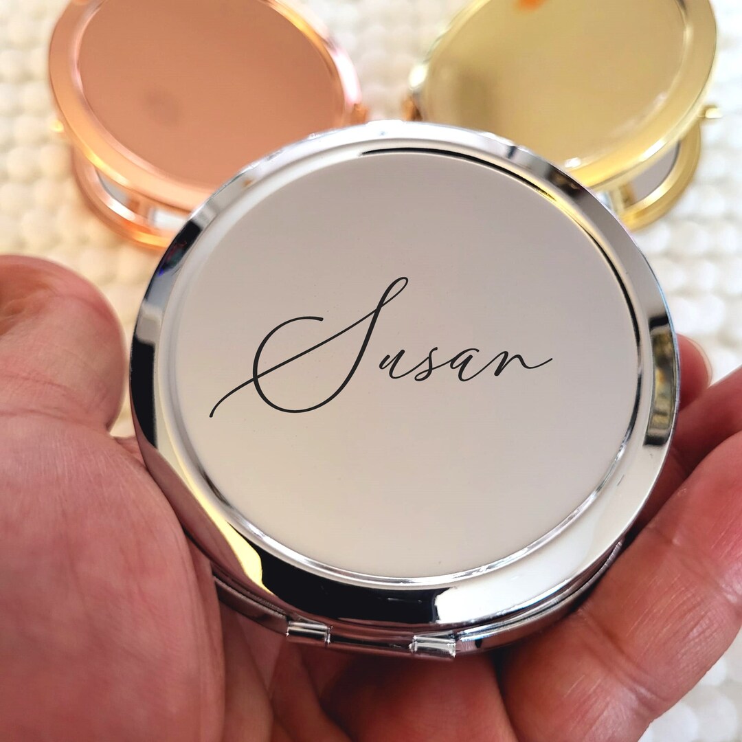Custom Calligraphy Engraved Compact Mirrors Gift for Mom, Best Friend ...