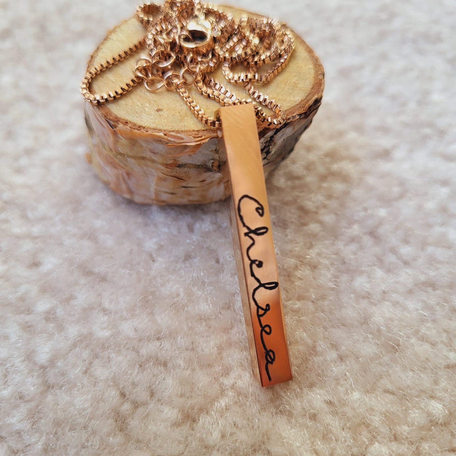 3D Handwritten Name Necklace - Personalized Vertical Bar Pendant Name ...