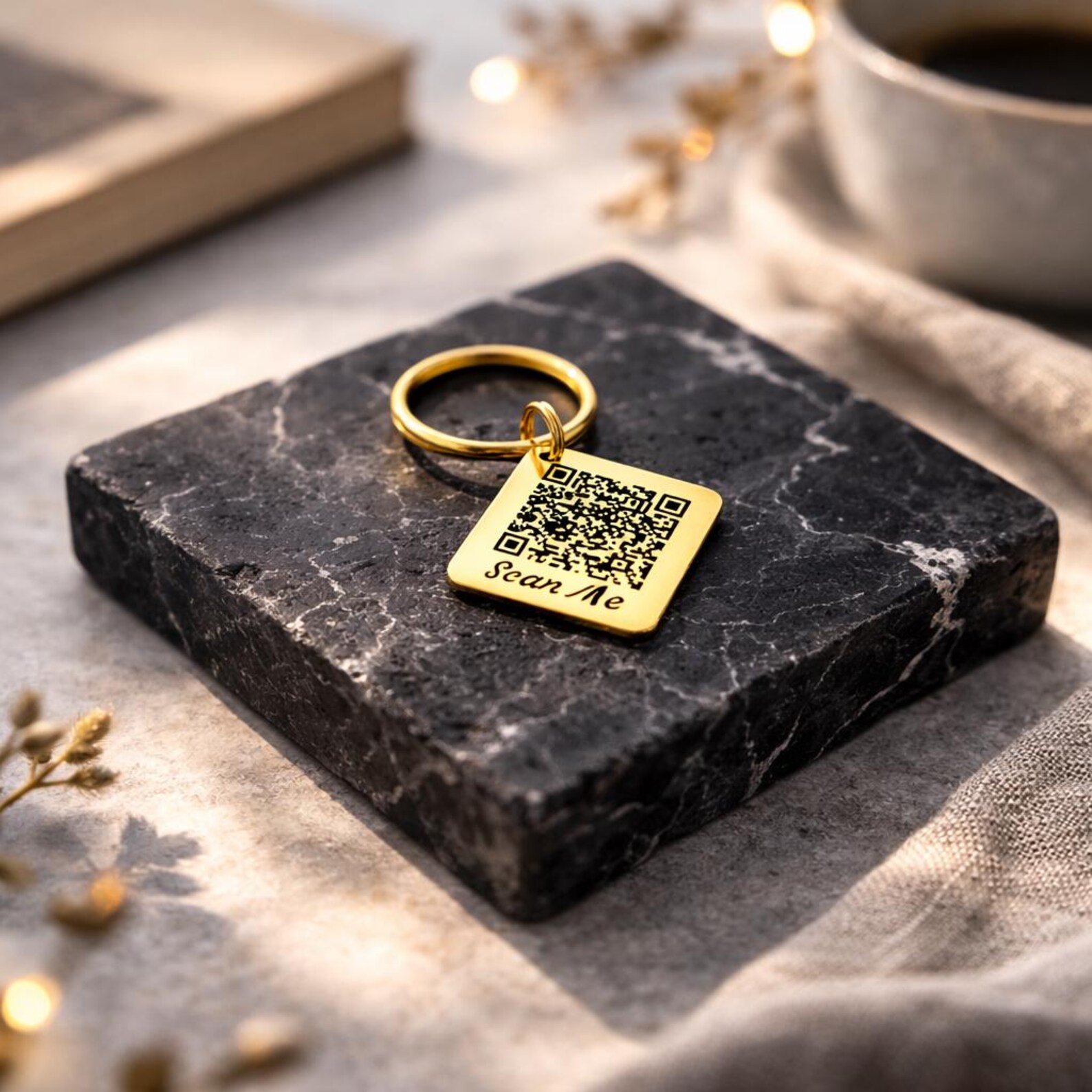 Personalised QR Code Keychain. Customized Metal QR Code Key Chain Rose ...