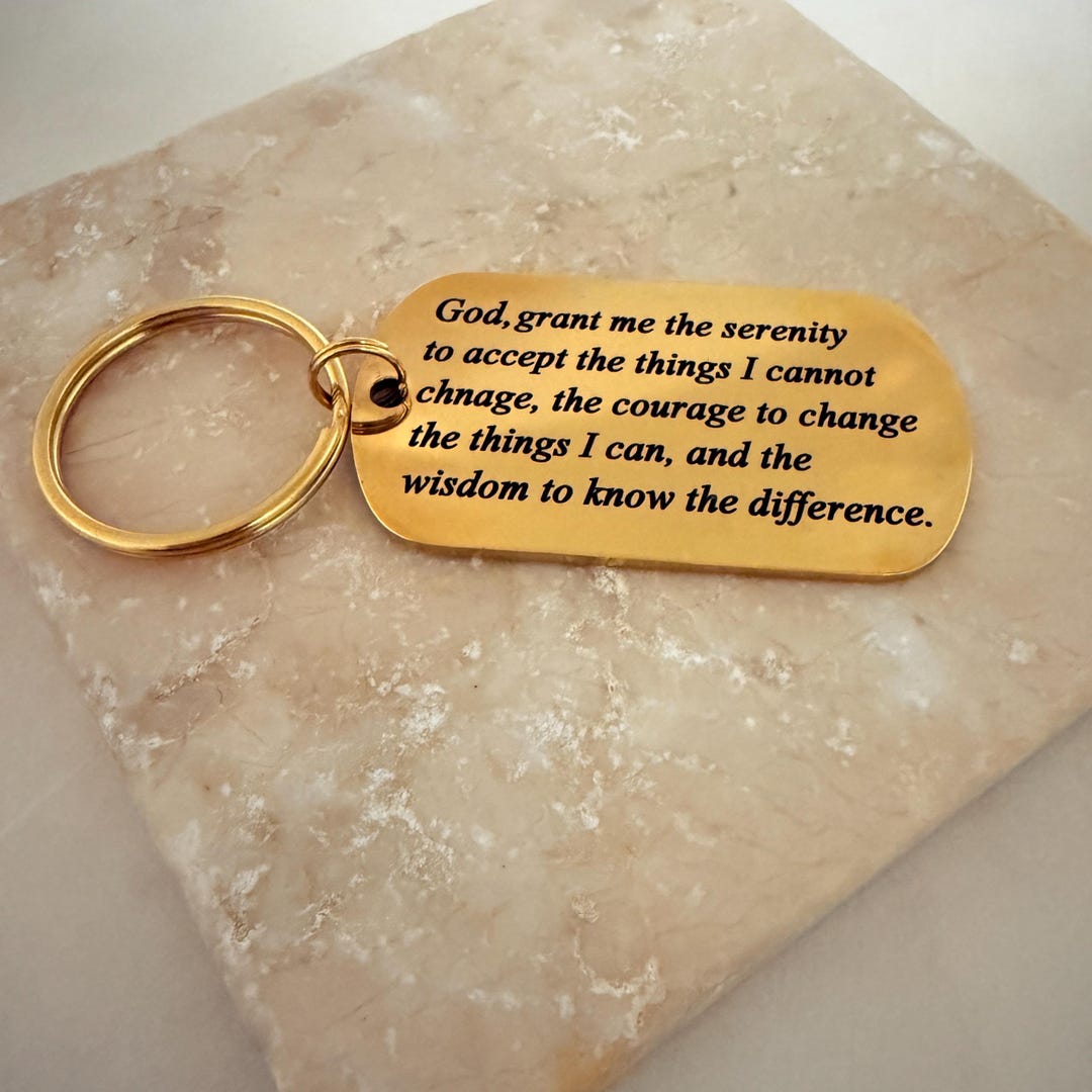 Serenity Prayer Keychain, Serenity Prayer Keyring Gold Tone Keychain ...