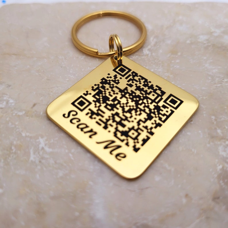 Personalised QR Code Keychain. Customized Metal QR Code Key Chain Rose ...