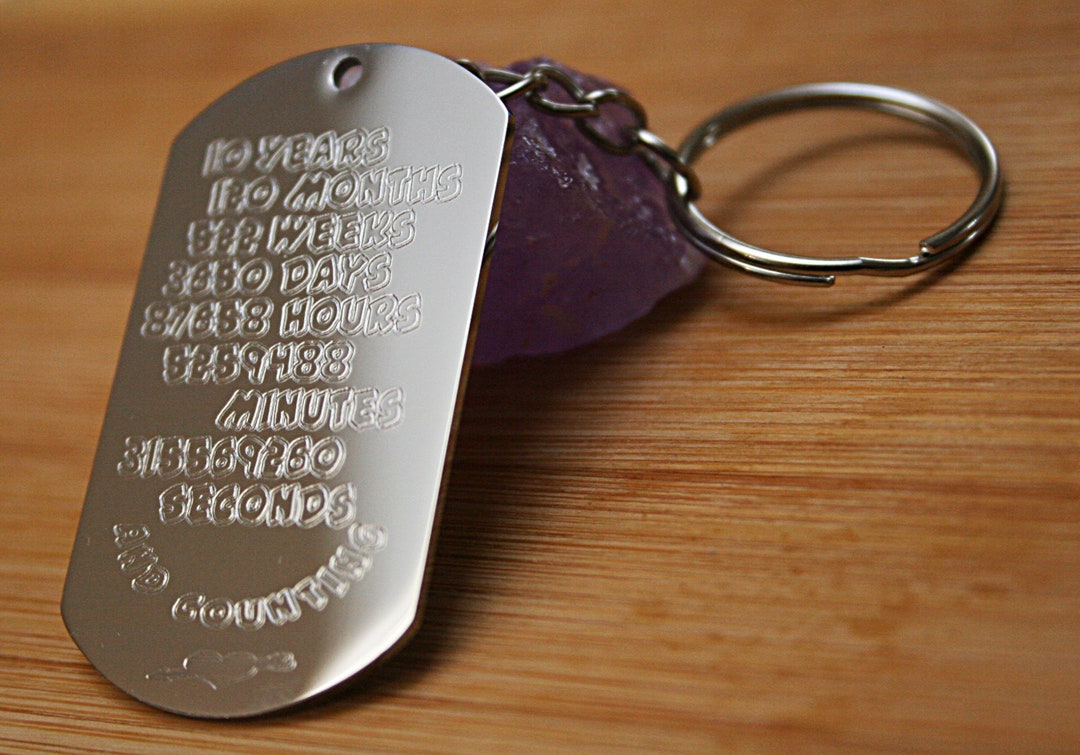 Engraved 10 Years and Counting Custom Keychain, Personalized Keychain ...