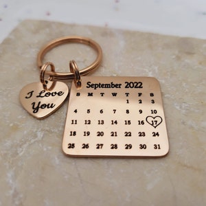 Custom Wedding Date Keychain, Anniversary Date Gift, Engagement Date ...