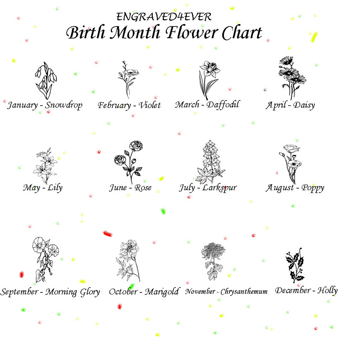 Personalized Birth Flower Key Chains Birth Month Flower Key - Etsy