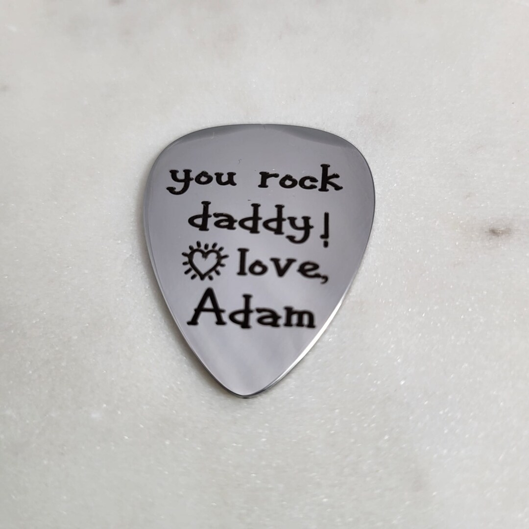 Personalized NAME -you Rock Daddy Guitar Pick Gift for Men Dad Daddy ...