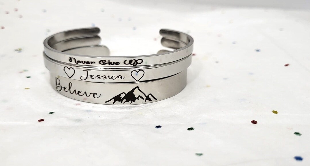 Custom Cuff Bracelets Custom Jewelry Personalized Engraved Gift for Mom ...