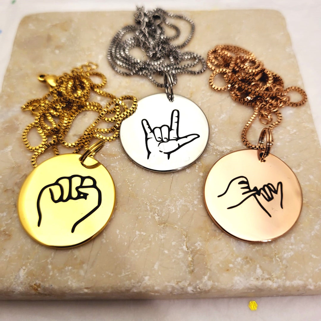 Custom Made Any Hand Gesture Sign Language Necklace Pendant - Christmas ...