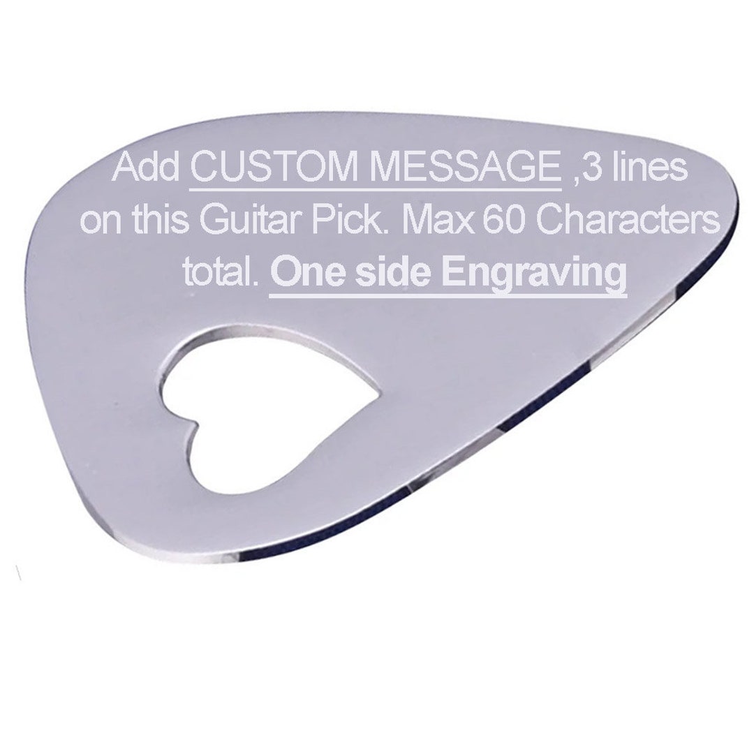 Personalized Guitar Pick With Engraved 3 Lines / 60 Letters Valentines ...