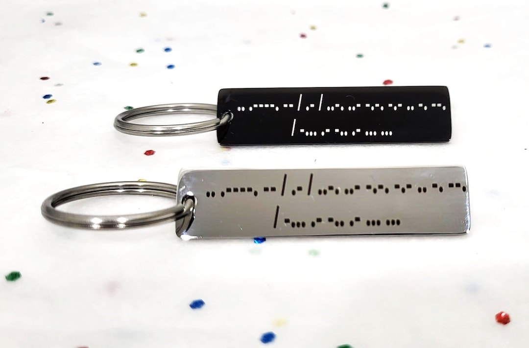 Custom Morse Code Keychain for Men Women Customized Morsecode Engraved ...