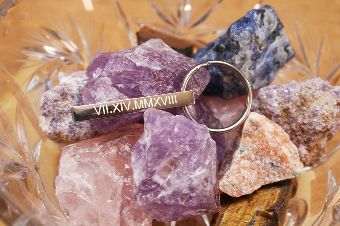 Roman Numerals Keychain, Wedding Date, Anniversary Keychain, Custom ...