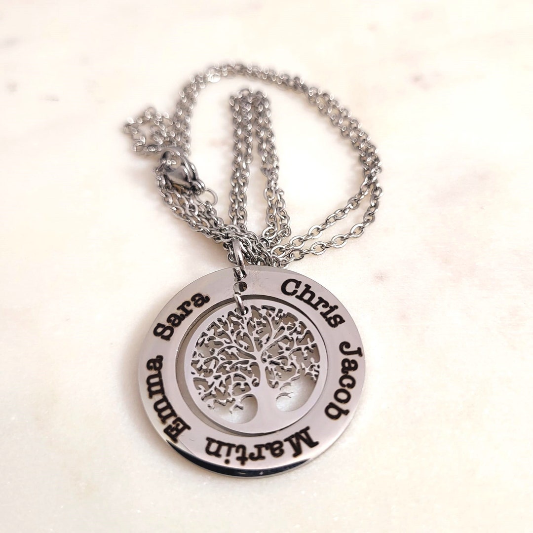 Personalized Tree of Life Necklace - Tree Family Necklace. Kids Name ...
