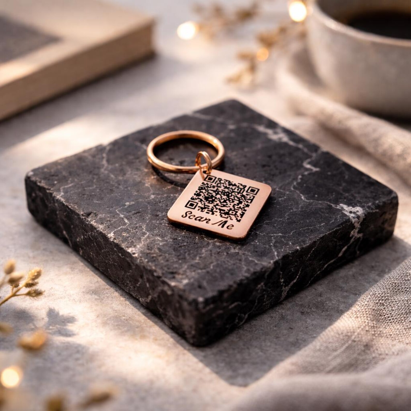 Personalised QR Code Keychain. Customized Metal QR Code Key Chain Rose ...