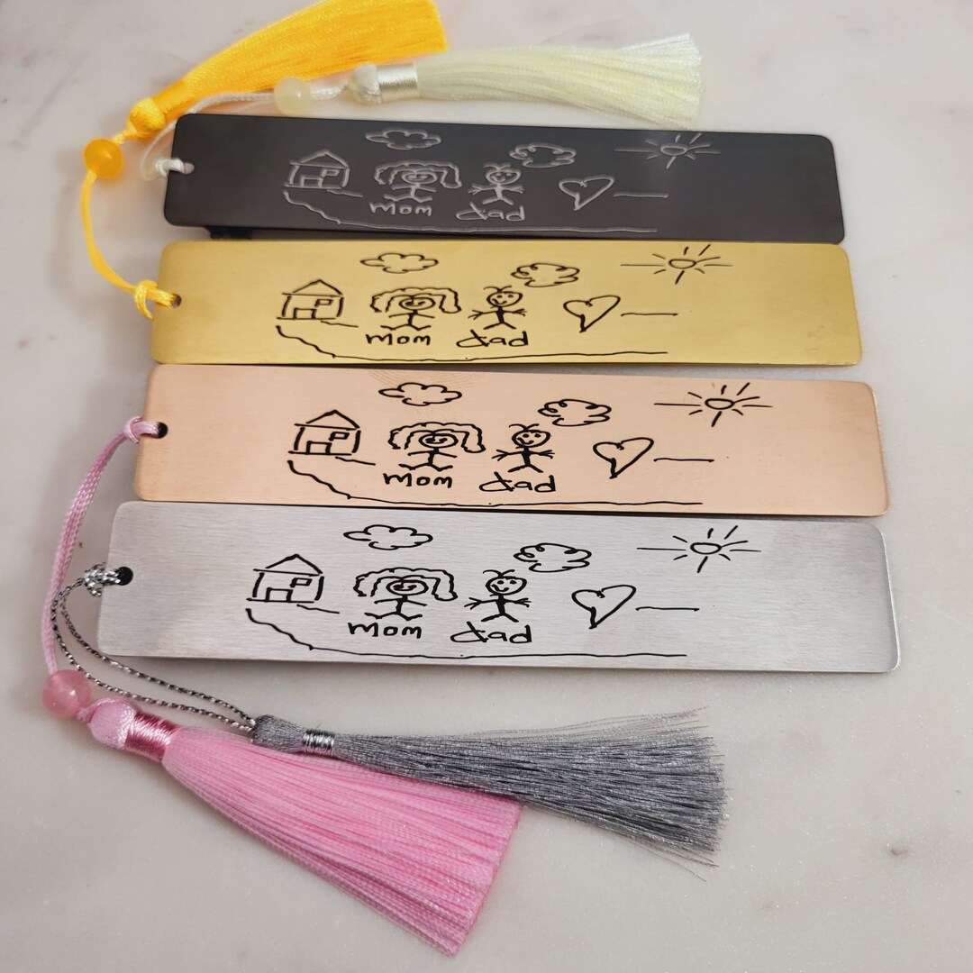 Actual Handwriting Drawing Bookmark, Childrens Art Bookmarks, Real ...
