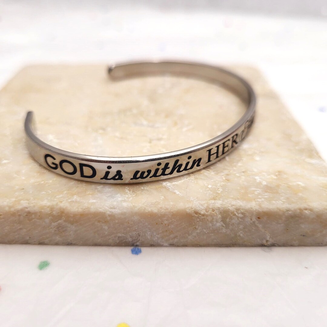 Psalm 46:5 God is Within Her, She Will Not Fail - Stainless Steel Cuff ...