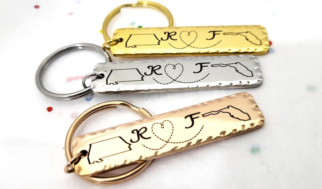 State Keychain Long Distance Personalized Gift State Jewelry ...