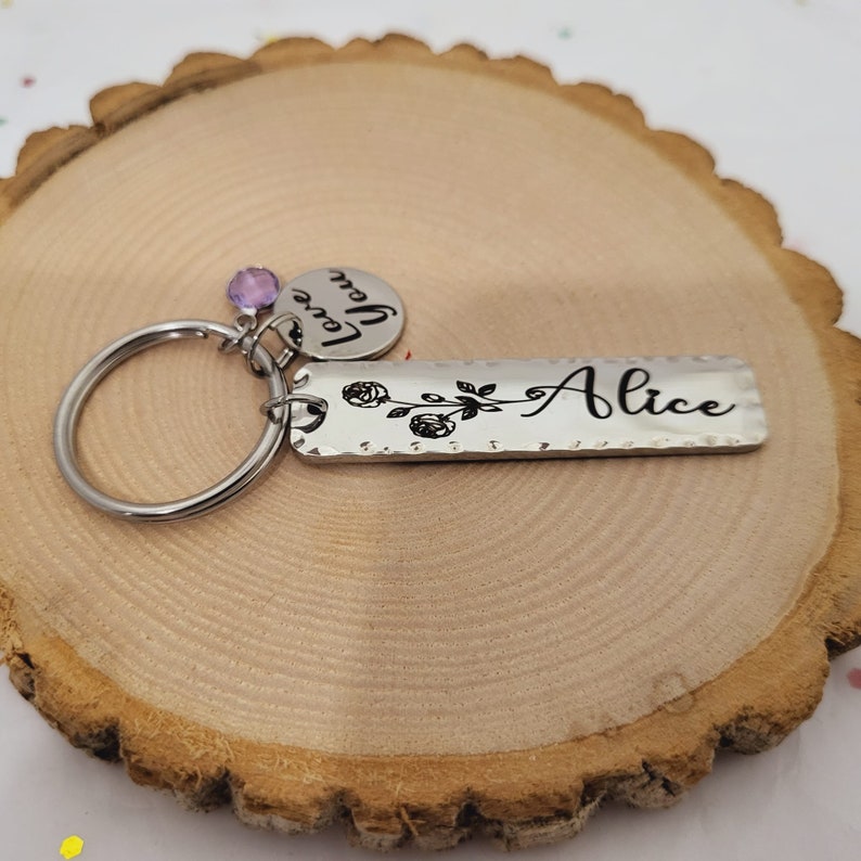 Personalized Birth Flower Key Chains Birth Month Flower Key Ring With ...
