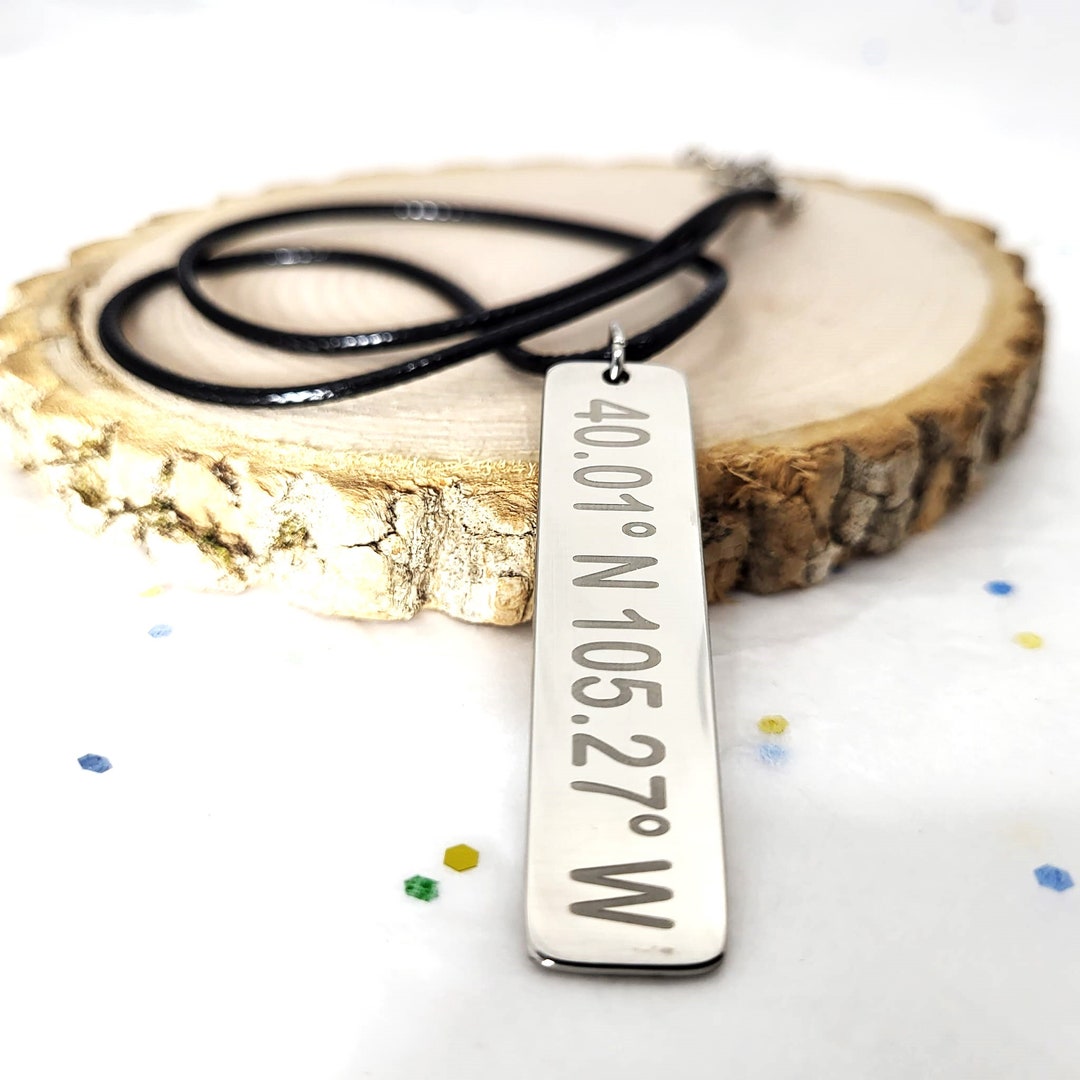 Custom Coordinate Necklace - Custom Location Pendant - Coordinates ...