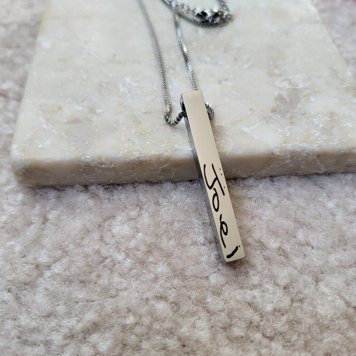 3D Handwritten Name Necklace - Personalized Vertical Bar Pendant Name ...