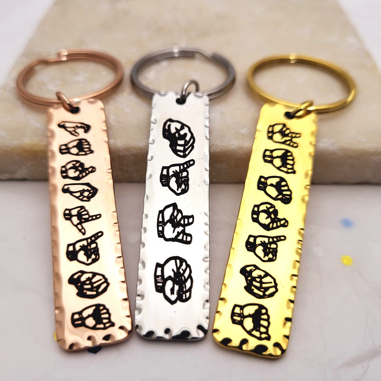 Custom Sign Language Keychain Personalized ASL Key Chains - Etsy