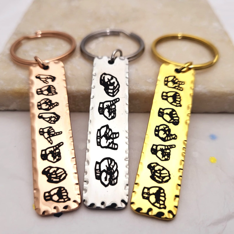 Custom Sign Language Keychain, Personalized ASL Key Chains ...
