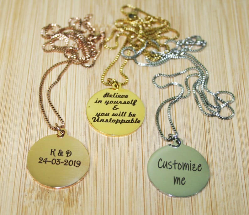 Custom round pendant Necklace Women's circle Necklace | Etsy