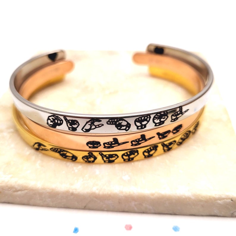 Custom Sign Language Bracelet Personalized ASL Cuff Bracelet - Etsy