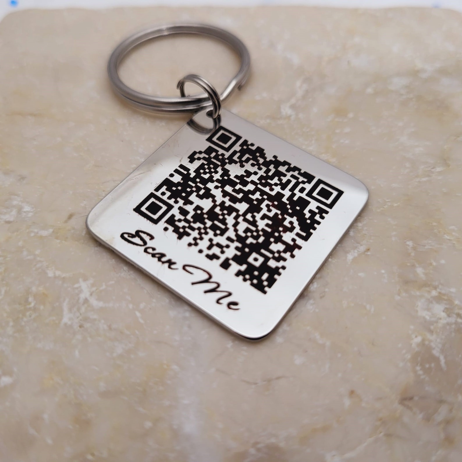 Personalised QR Code Keychain. Customized Metal QR Code Key - Etsy