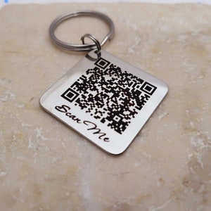 Personalised QR Code Keychain. Customized Metal QR Code Key Chain Rose ...