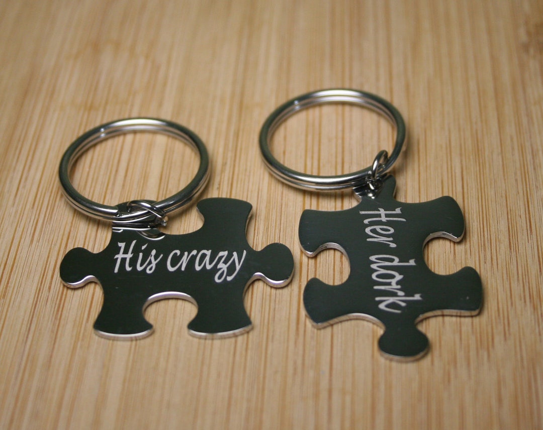Personalized 2 Puzzle Pieces (missing Piece) Jigsaw Keychain for Him ...