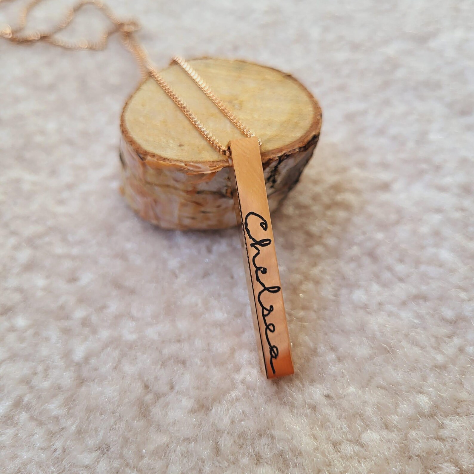 3D Handwritten Name Necklace - Personalized Vertical Bar Pendant Name ...
