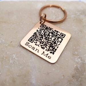 Personalised QR Code Keychain. Customized Metal QR Code Key Chain Rose ...