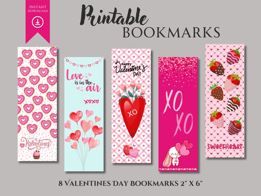 Printable Valentines Day Bookmarks, Love is in the Air, XOXO ...