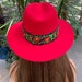 Wide Brim Red Fedora Felt Hat With Black Band Embroidery With - Etsy