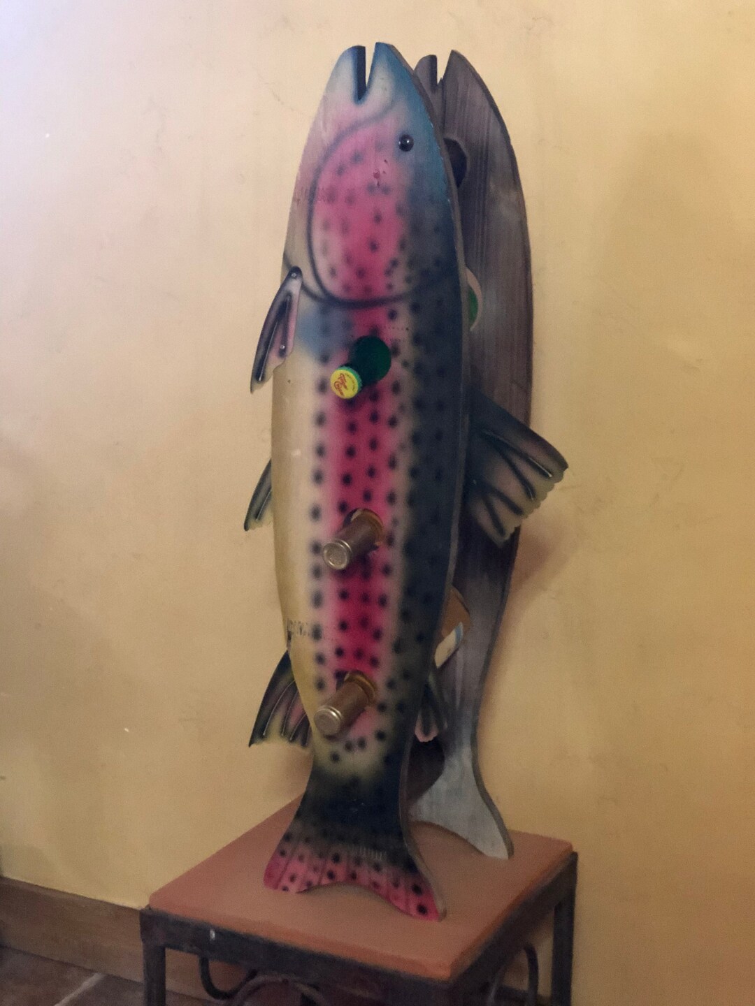Fish Wine Bottle Holder Beautiful Painted. Holes for Three Bottles ...