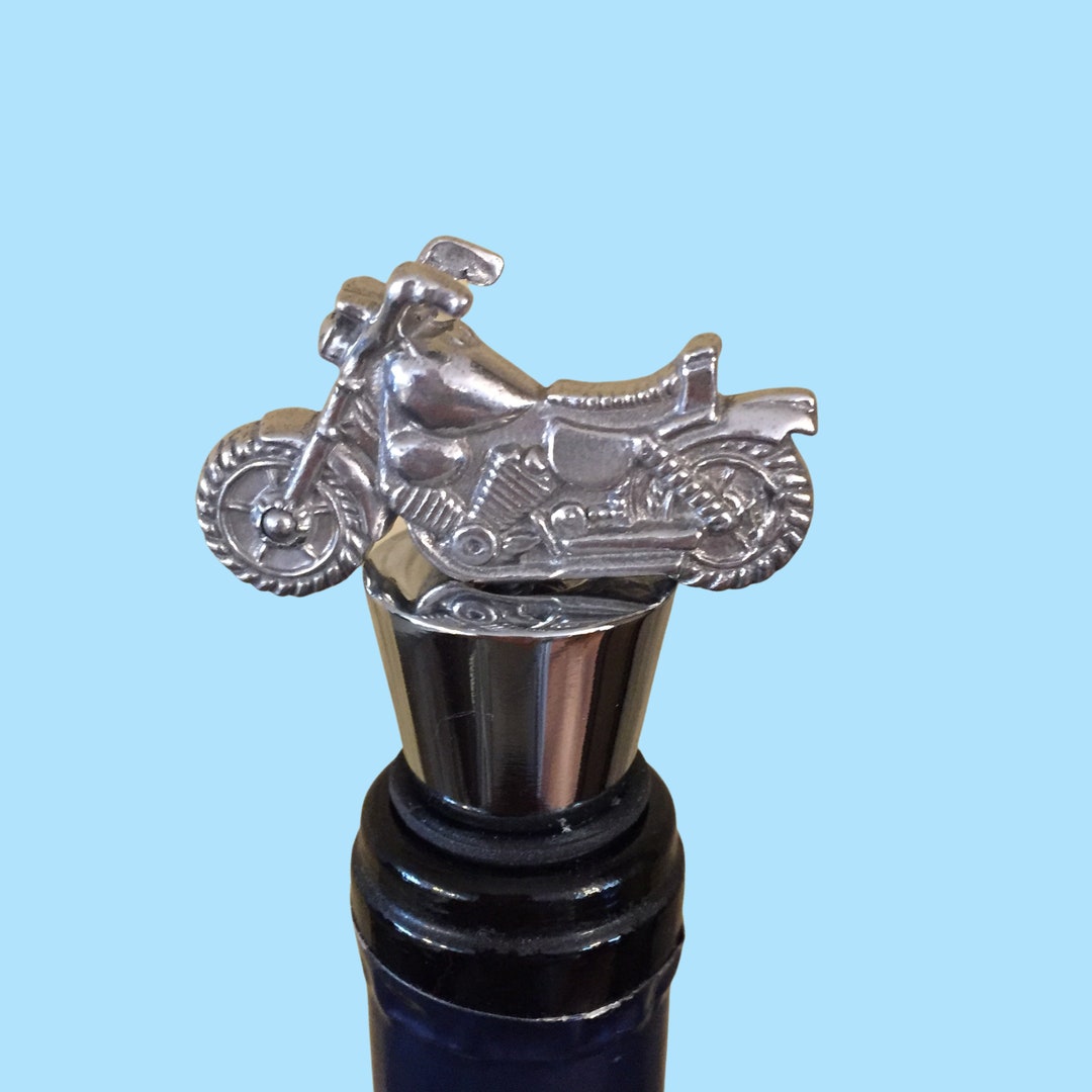 Motorcycle Wine Bottle Stopper. the Pewter Figure is the Finest Jewelry ...
